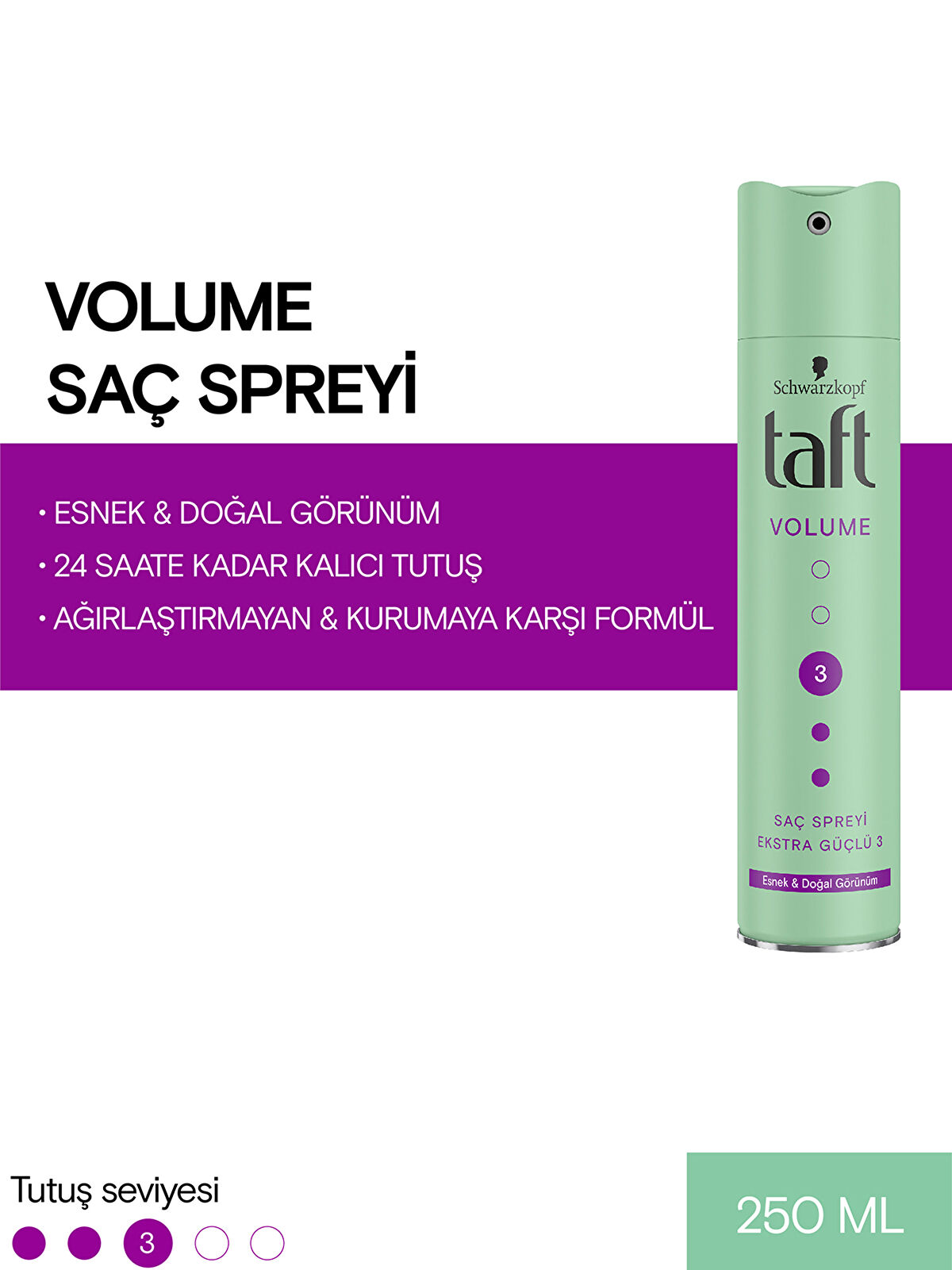 Taft True Volume ( Ekstra Hacim Veren ) Sprey 250 Ml Taft True Volume ( Ekstra Hacim Veren ) Sprey 250 Ml