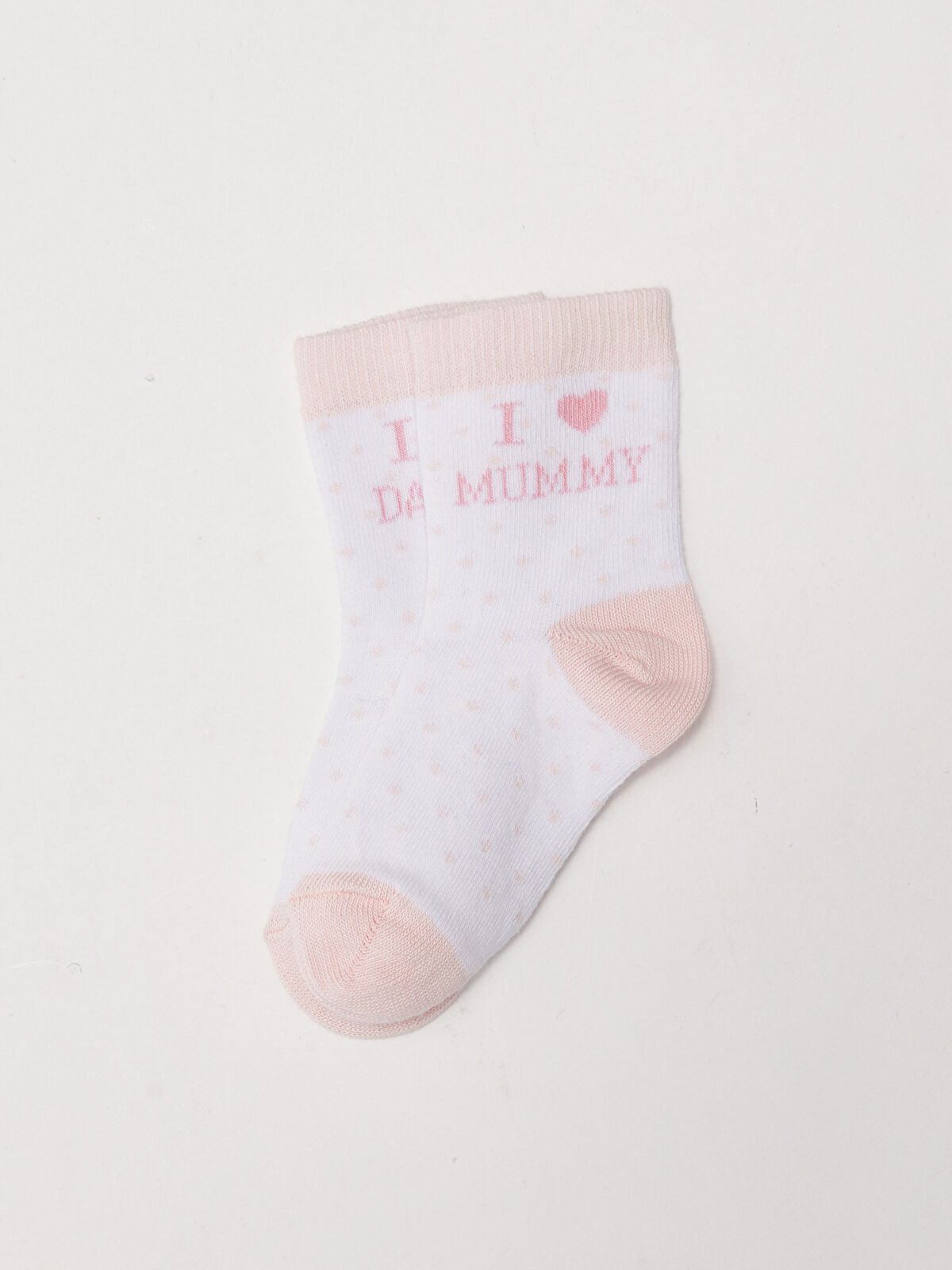 Yazı Baskılı Kız Bebek Soket Çorap 2'li