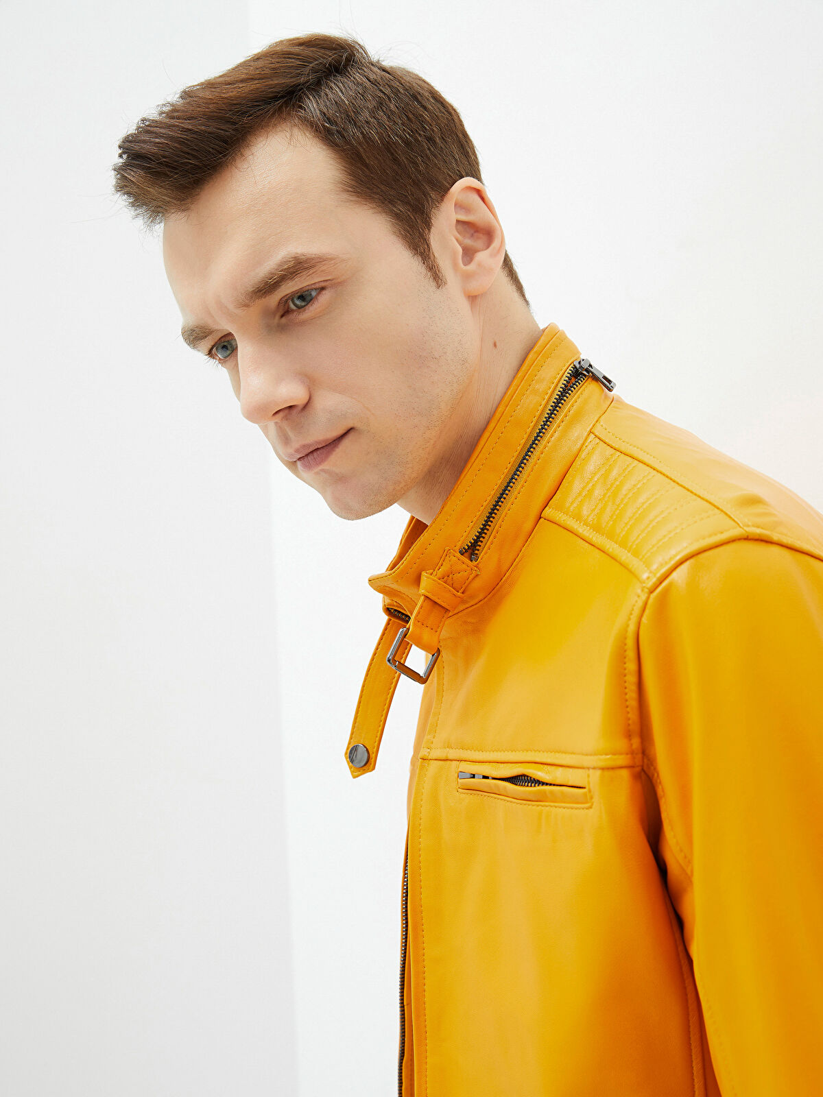 LCW CLASSIC Standart Kalıp Biker Yaka Erkek Deri Mont