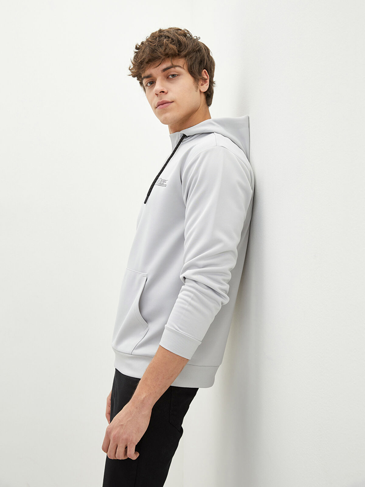 LCW CASUAL Oversize Kapüşonlu Uzun Kollu Baskılı Erkek Sweatshirt