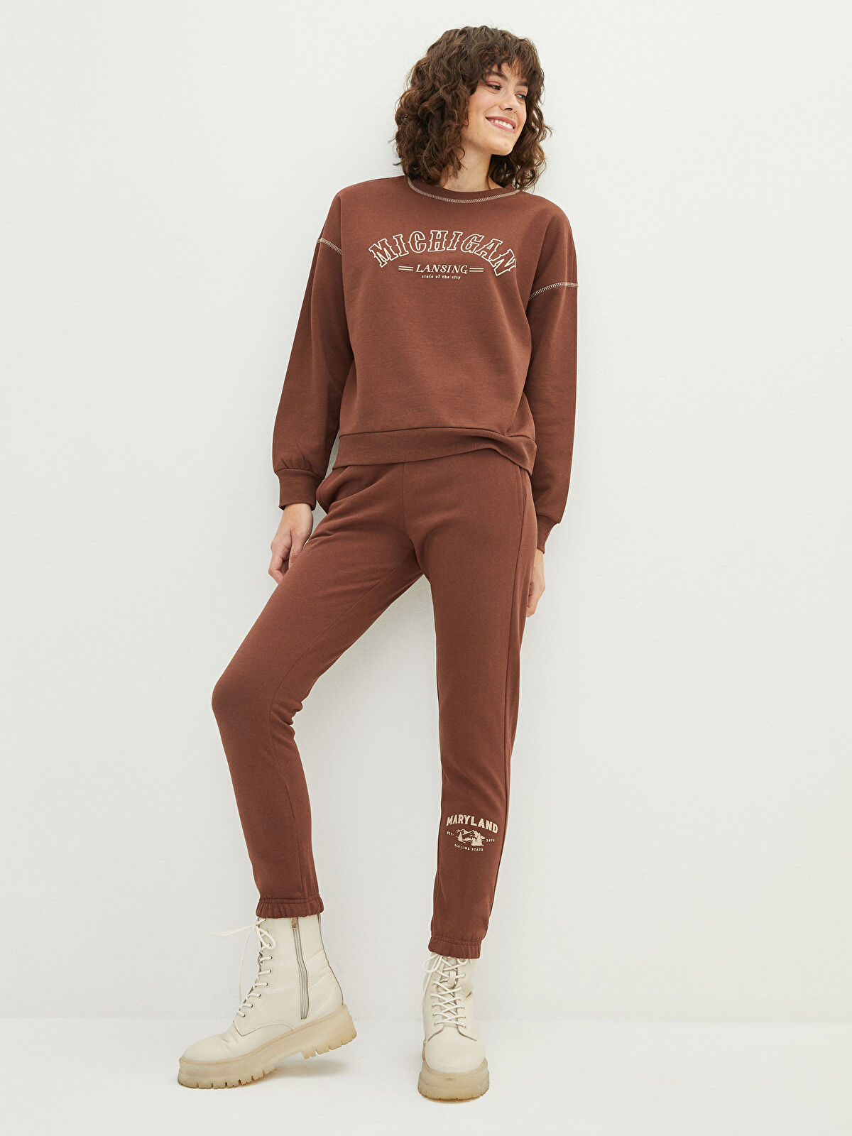 LCW CASUAL Beli Lastikli Baskılı Cep Detaylı Kadın Jogger Eşofman Altı