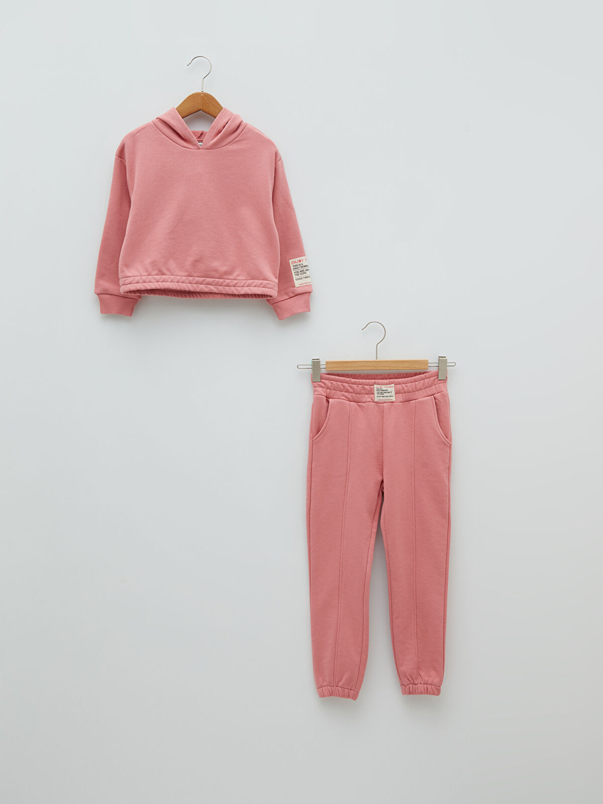 Kapüşonlu Basic Uzun Kollu Oversize Kız Çocuk Sweatshirt ve Eşofman Altı Kapüşonlu Basic Uzun Kollu Oversize Kız Çocuk Sweatshirt ve Eşofman Altı