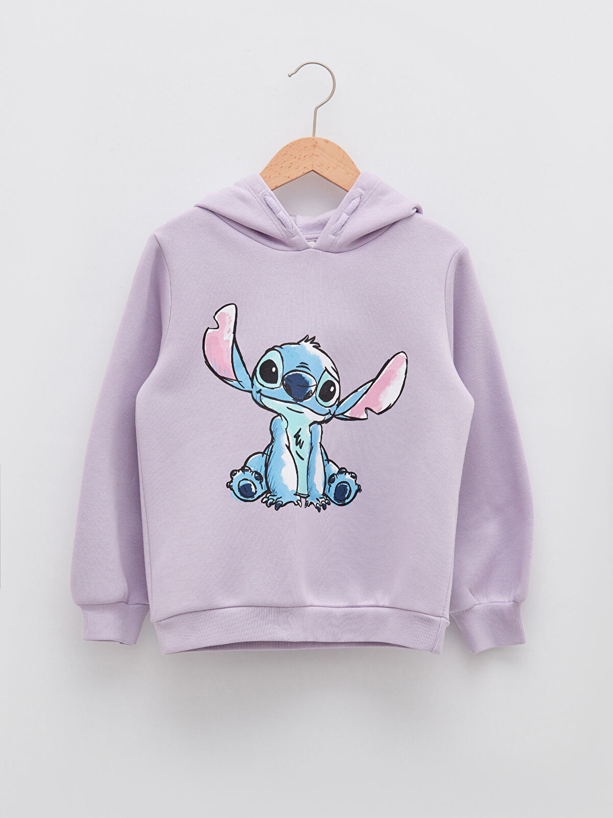 Kapüşonlu Lilo ve Stitch Baskılı Uzun Kollu Kız Çocuk Sweatshirt