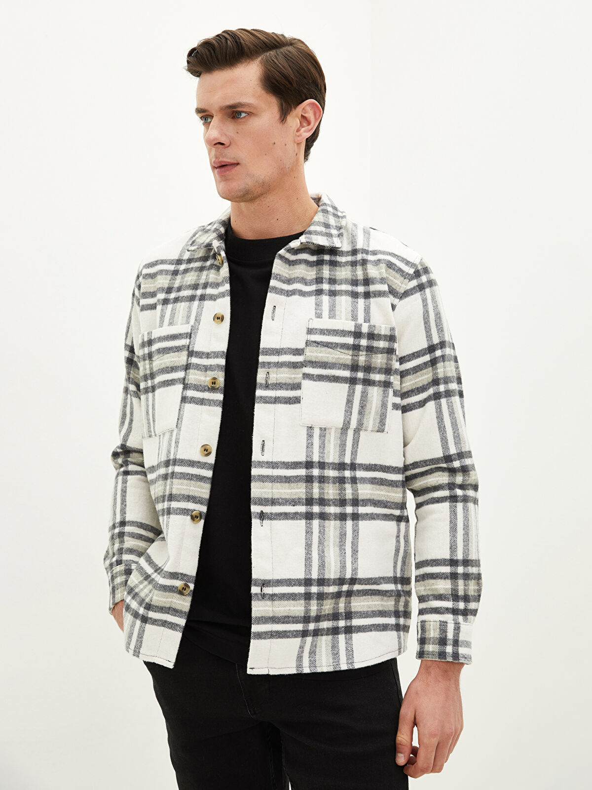 LCW VISION Rahat Kalıp Uzun Kollu Ekose Erkek Gömlek Ceket