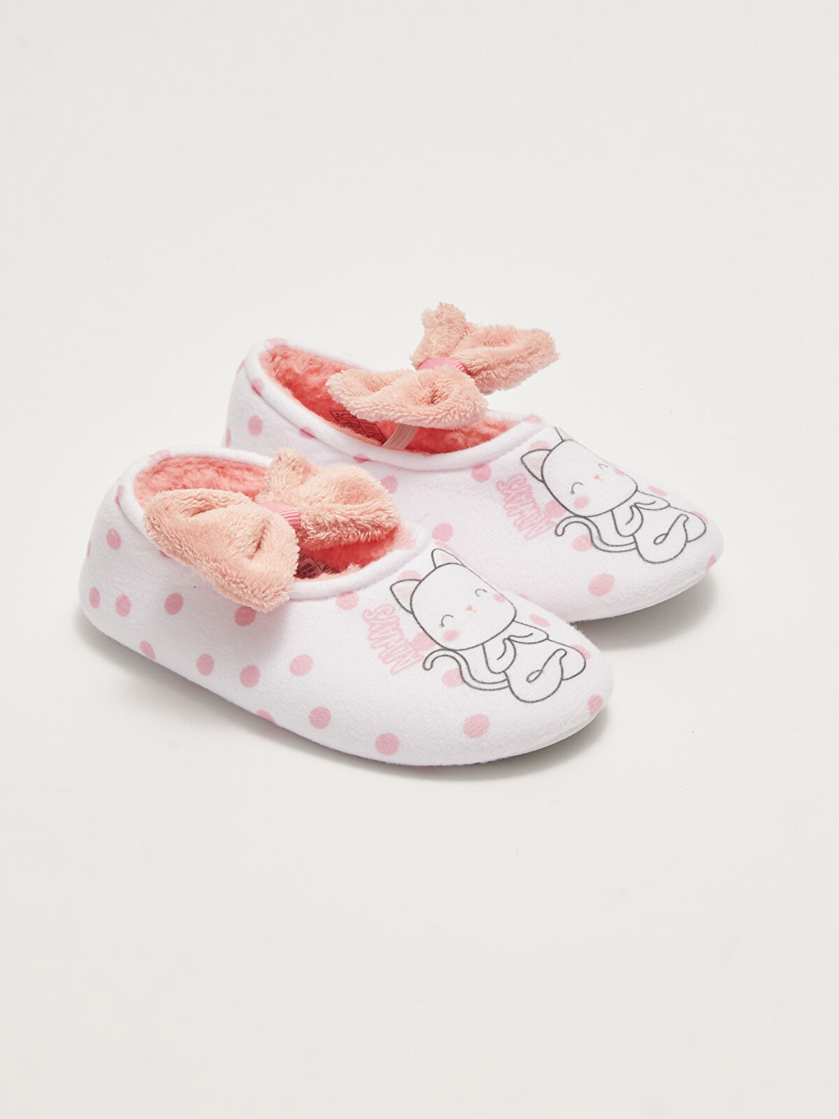 Baskılı Fiyonk Detaylı Kız Çocuk Ev Patiği