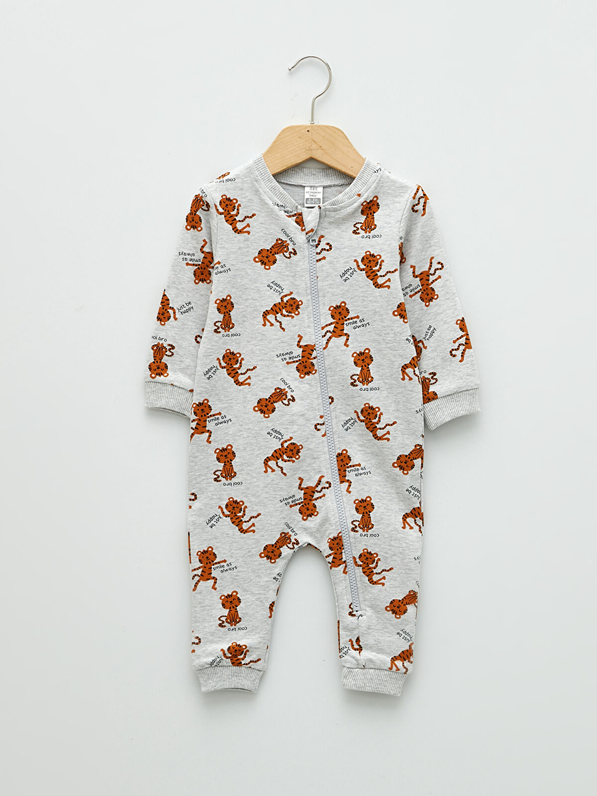 Bisiklet Yaka Uzun Kol Baskılı Erkek Bebek Fermuarlı Tulum