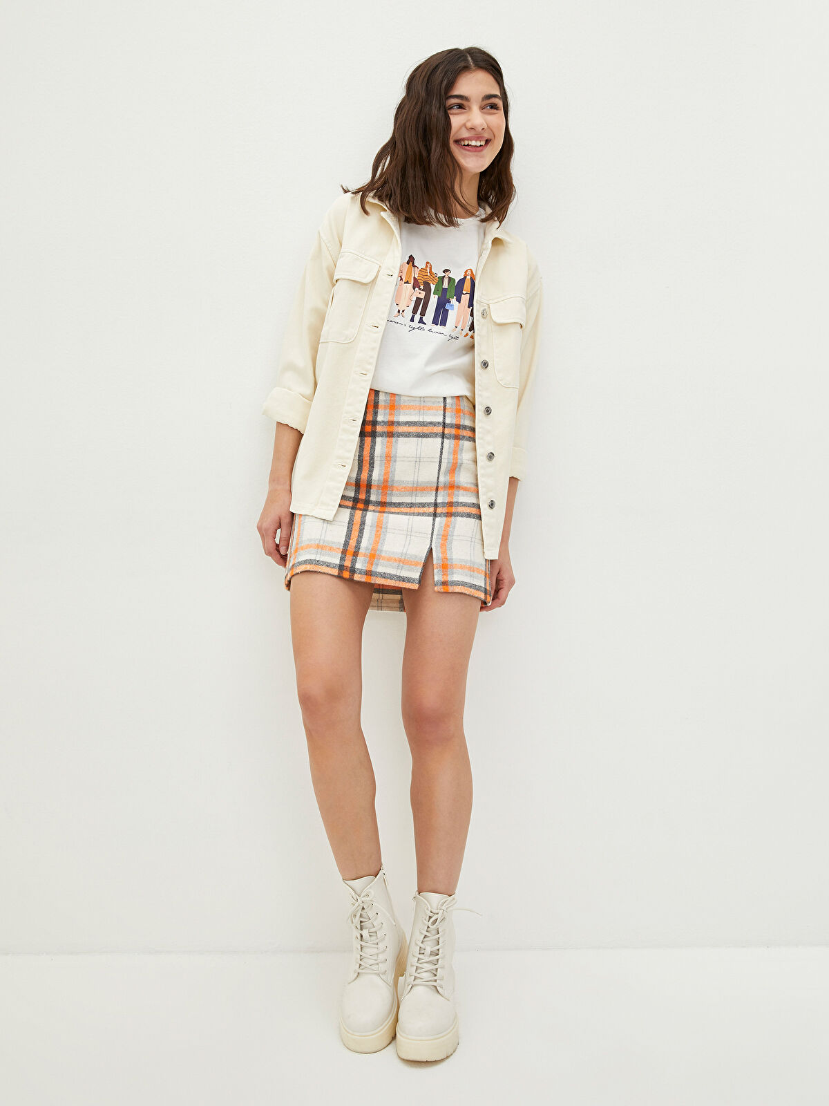 LCW CASUAL Beli Fermuarlı Ekose Kadın Mini Etek LCW CASUAL Beli Fermuarlı Ekose Kadın Mini Etek
