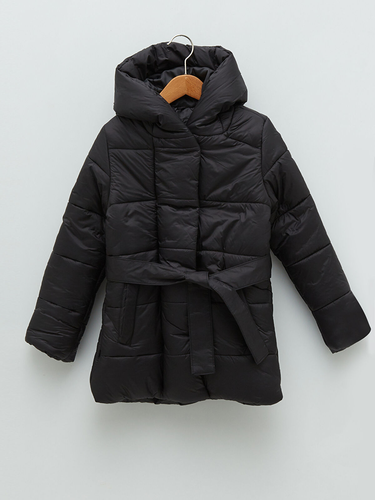 Kapüşonlu Basic Uzun Kollu Fermuarlı Kız Çocuk Mont