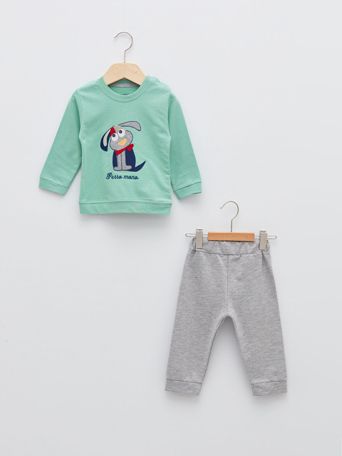 Aziz Bebe Bisiklet Yaka Uzun Kollu Erkek Bebek 2'li Takım