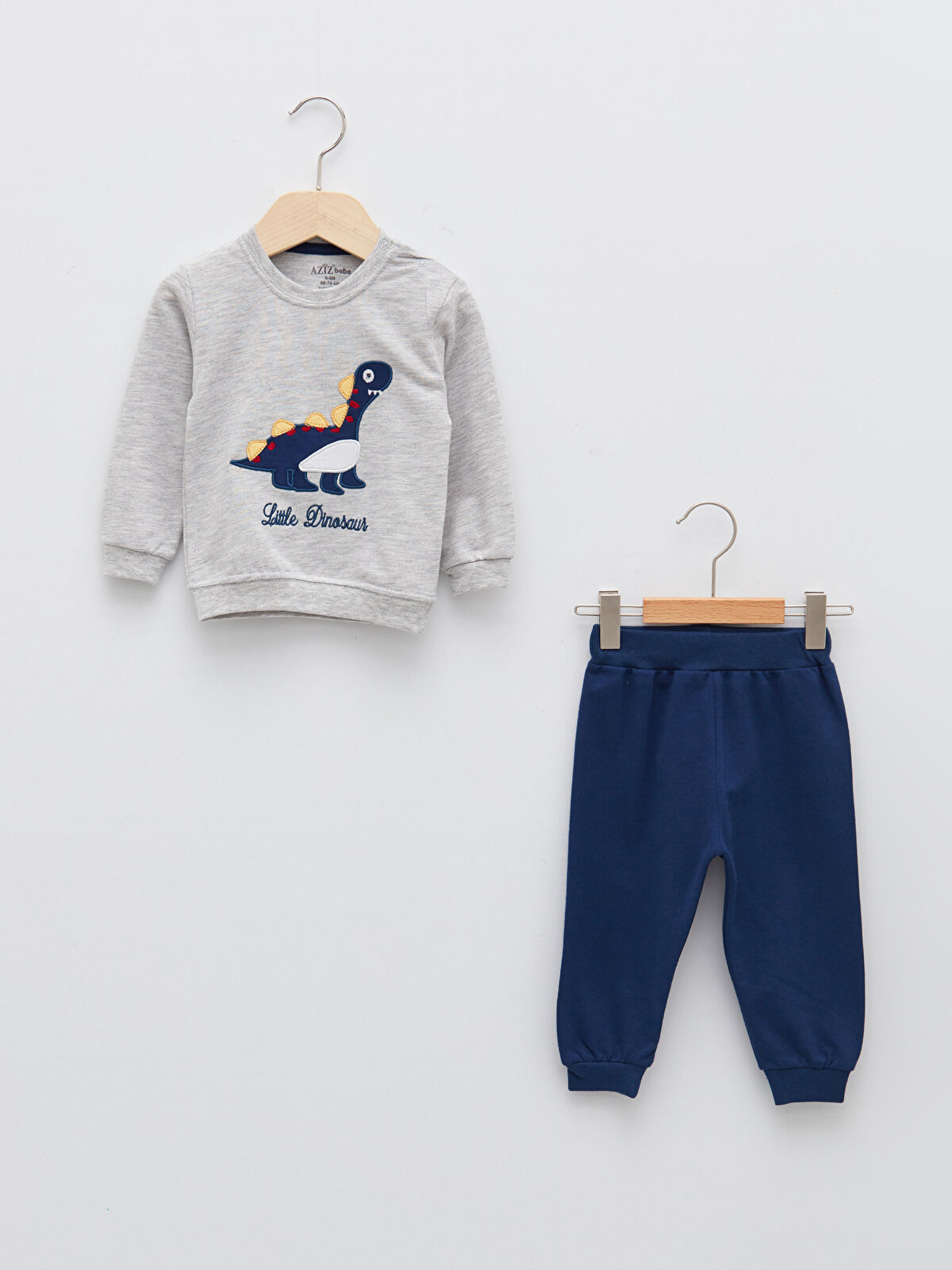 Aziz Bebe Bisiklet Yaka Uzun Kollu Erkek Bebek 2'li Takım