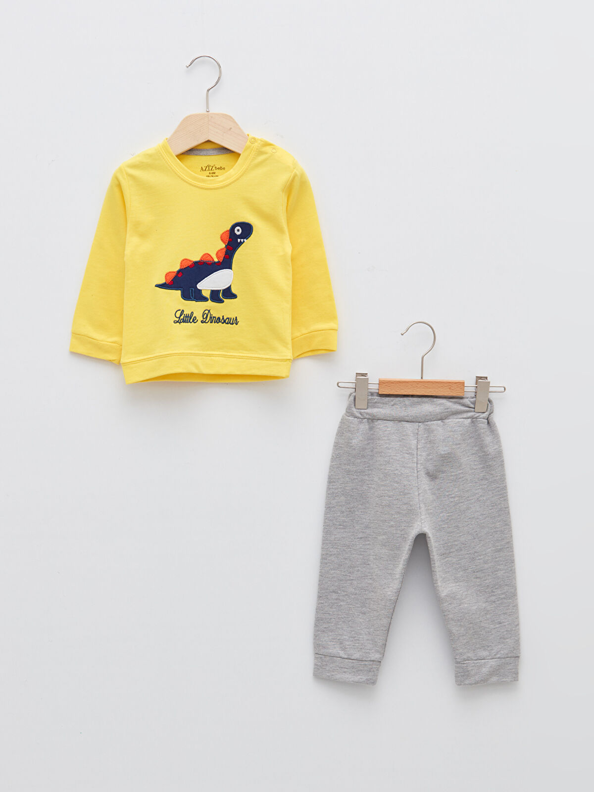 Aziz Bebe Bisiklet Yaka Uzun Kollu Erkek Bebek 2'li Takım