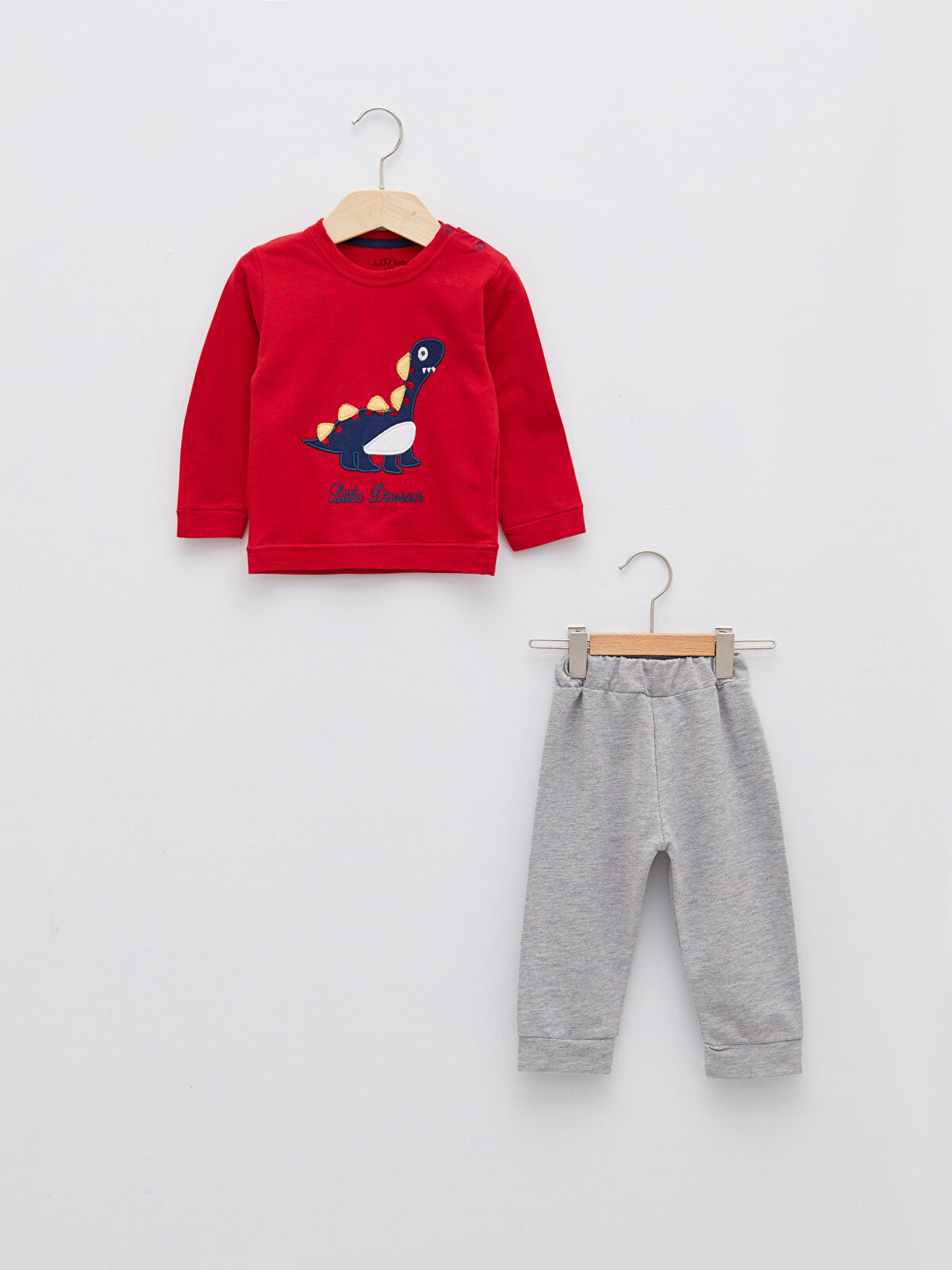 Aziz Bebe Bisiklet Yaka Uzun Kollu Erkek Bebek 2'li Takım