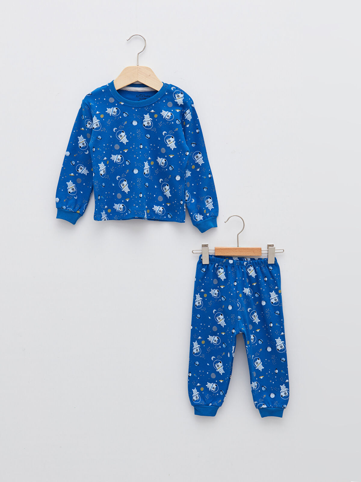 Aziz Bebe Bisiklet Yaka Uzun Kollu Erkek Bebek 2'li Takım