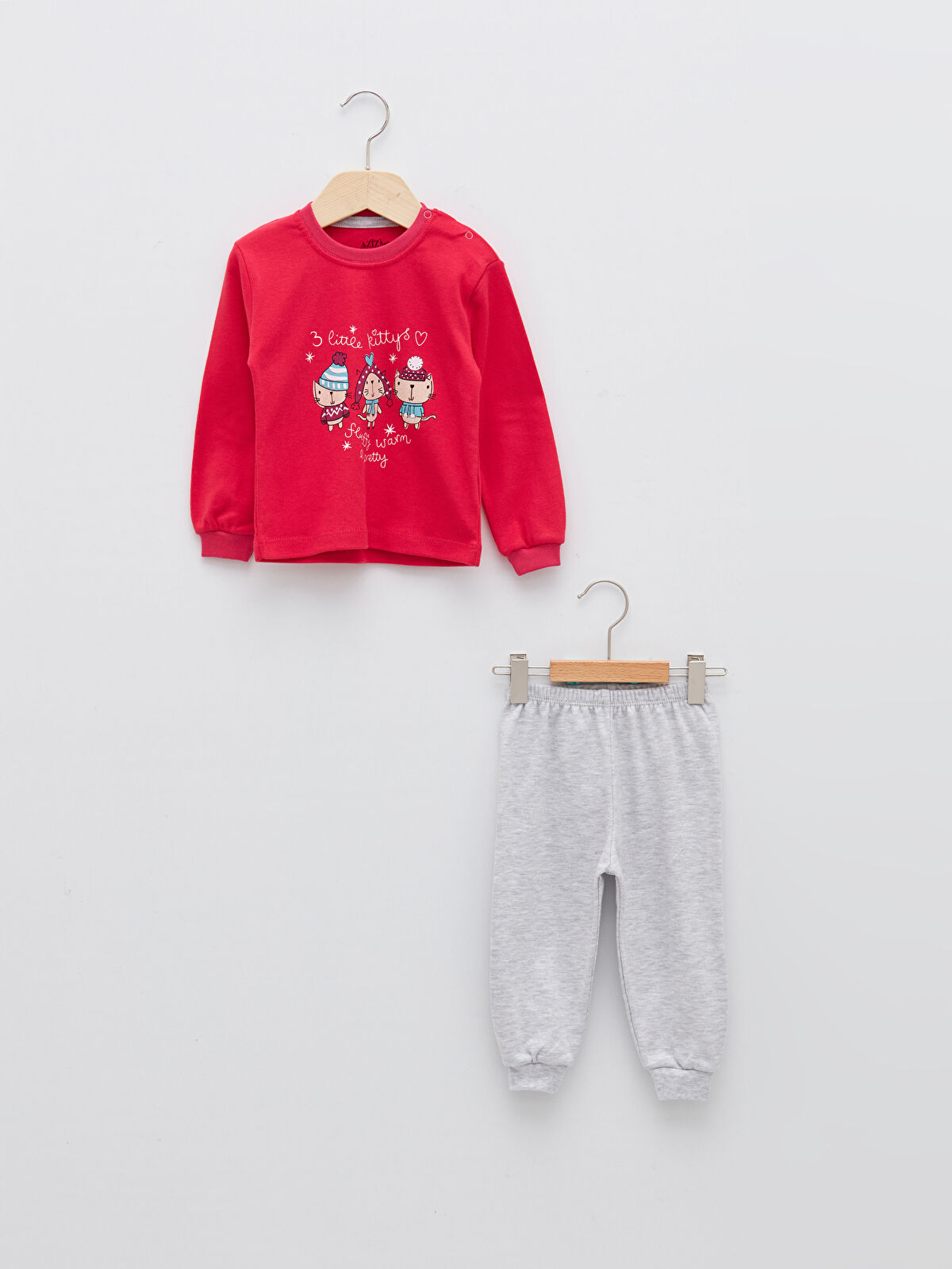 Aziz Bebe Bisiklet Yaka Uzun Kollu Baskılı Kız Bebek 2'li Takım