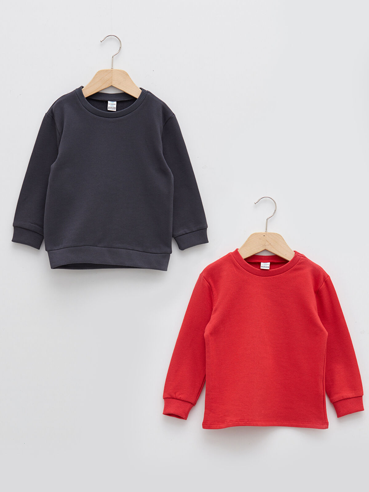 Bisiklet Yaka Uzun Kollu Basic Pamuklu Erkek Bebek Sweatshirt 2'li Bisiklet Yaka Uzun Kollu Basic Pamuklu Erkek Bebek Sweatshirt 2'li