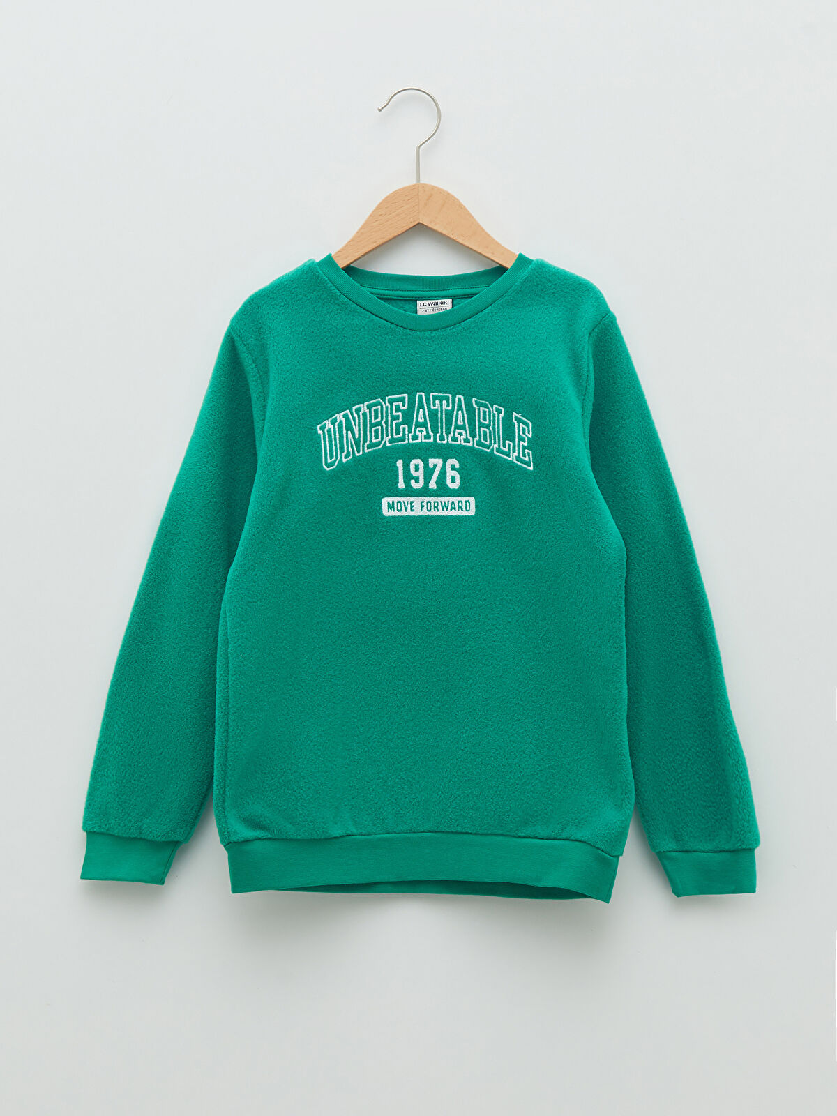 Bisiklet Yaka Nakış Detaylı Uzun Kollu Polar Erkek Çocuk Sweatshirt