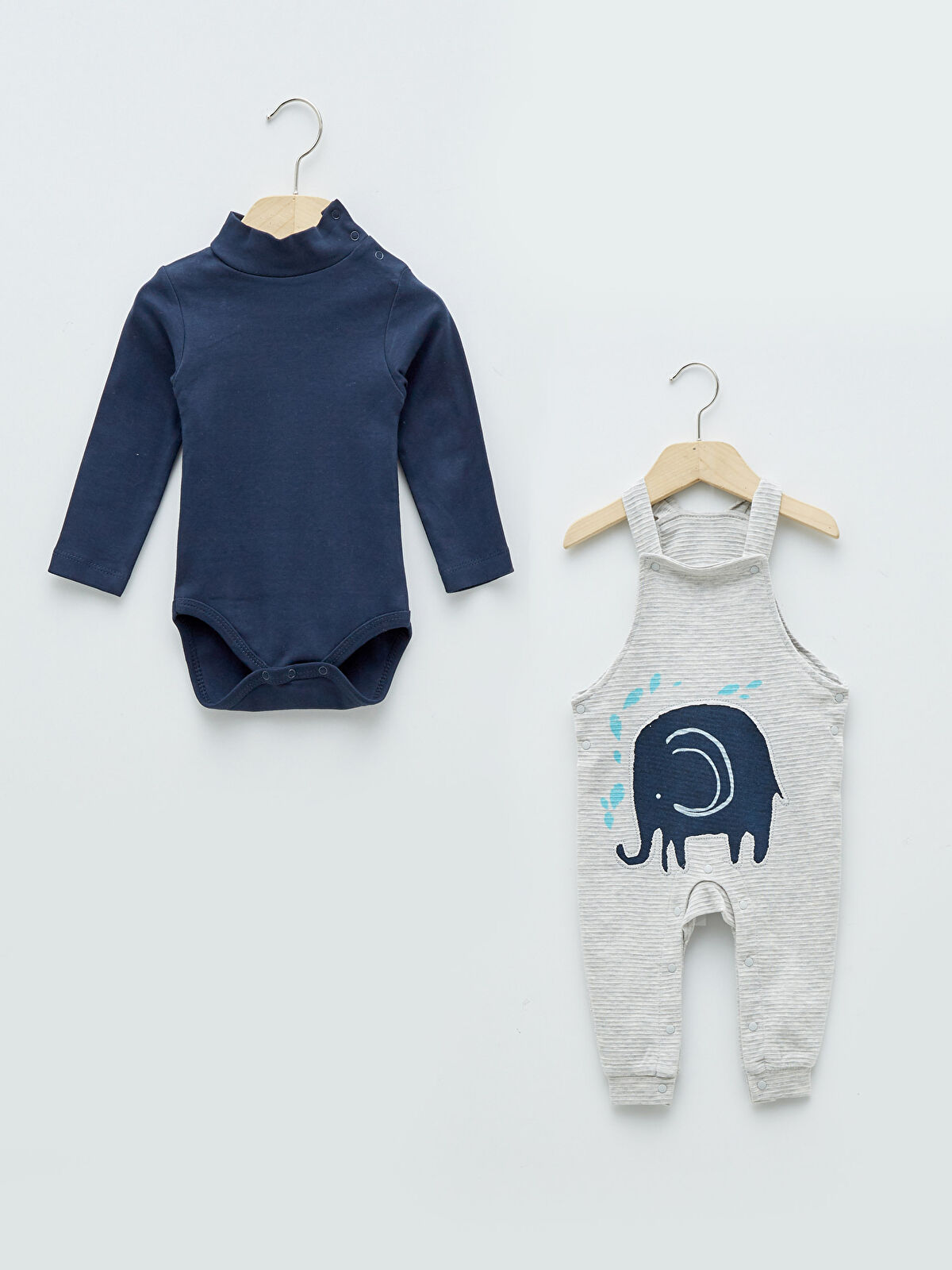 Luggi Baby Erkek Bebek Çıtçıtlı Body ve Salopet 2'li Takım