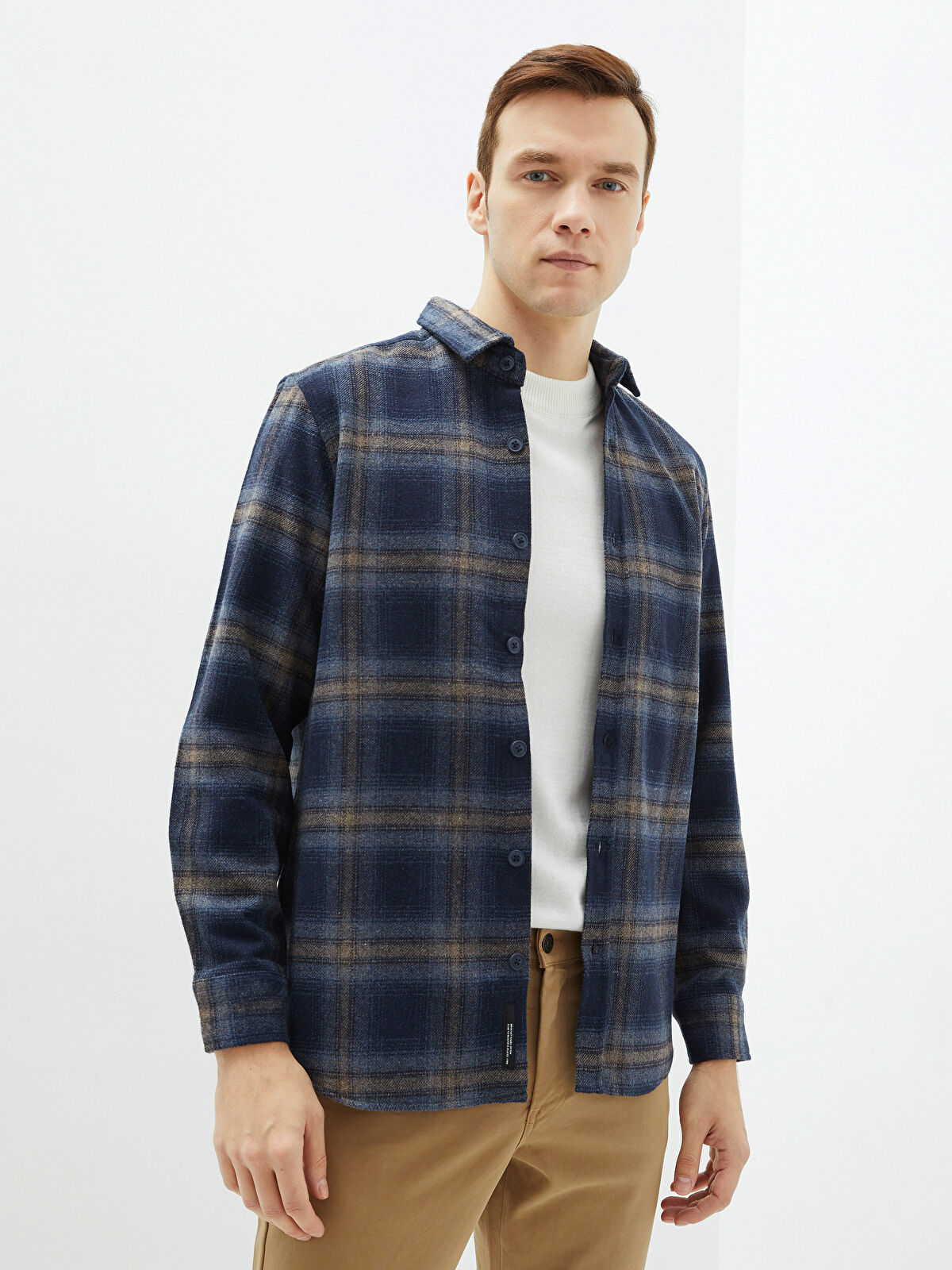 LCW CLASSIC Regular Fit Uzun Kollu Ekose Erkek Gömlek Ceket