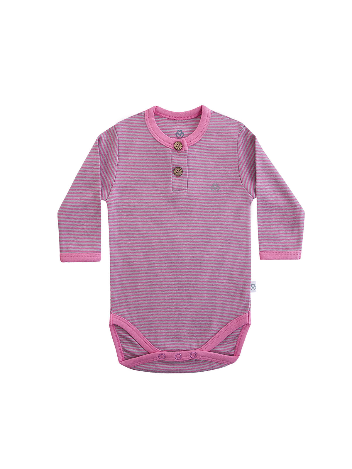 Organicera Bisiklet Yaka Uzun Kollu Organik Pamuklu Kız Bebek Çıtçıtlı Body