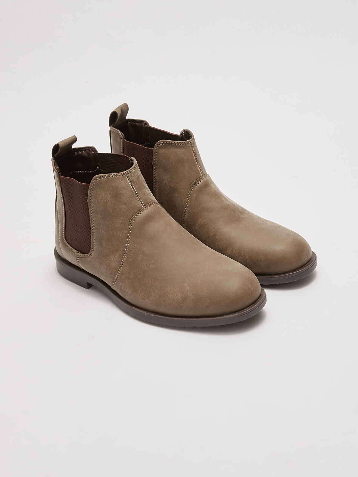 Deri Görünümlü Yanları Lastikli Erkek Bot