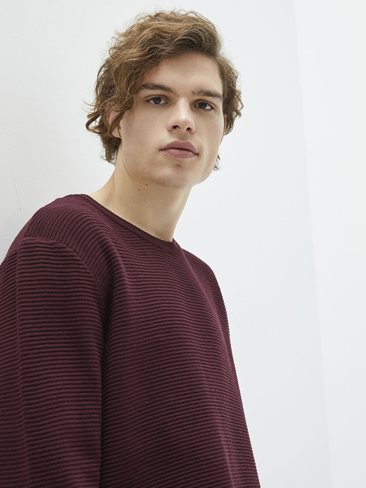 Büyük Beden Bisiklet Yaka Uzun Kollu Erkek Triko Kazak