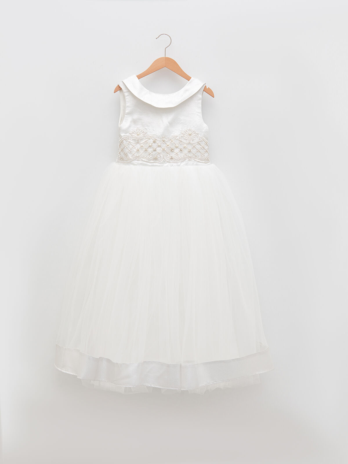 Daisy Girl Bisiklet Yaka Tül Detaylı Kız Çocuk Elbise