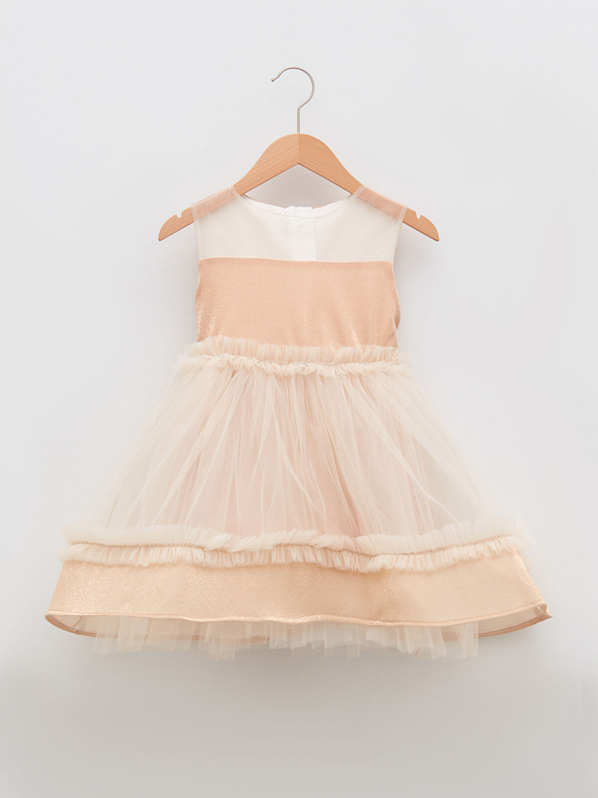 Daisy Girl Bisiklet Yaka Tül Detaylı Kız Çocuk Elbise