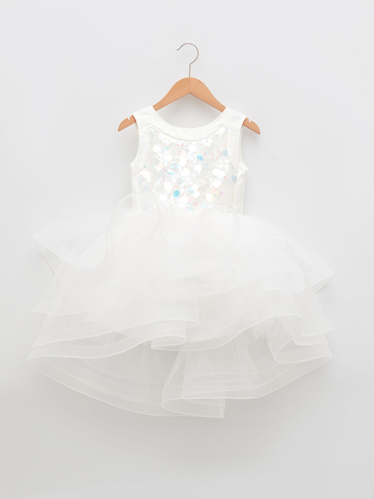 Daisy Girl Bisiklet Yaka Pul İşlemeli Kız Çocuk Elbise