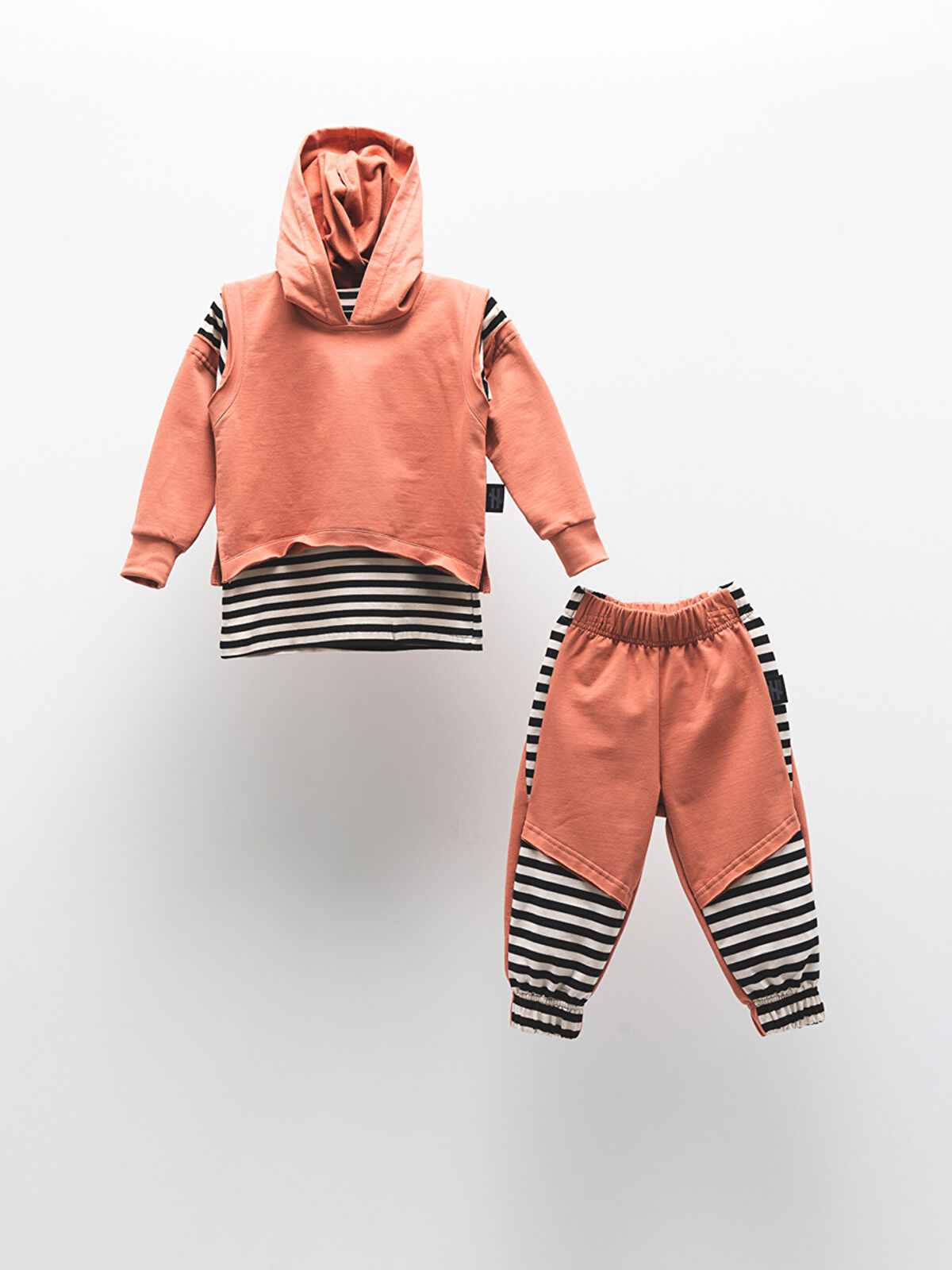 Moi Noi Bisiklet Yaka Desenli Uzun Kollu Unisex Bebek 3'lü Takım