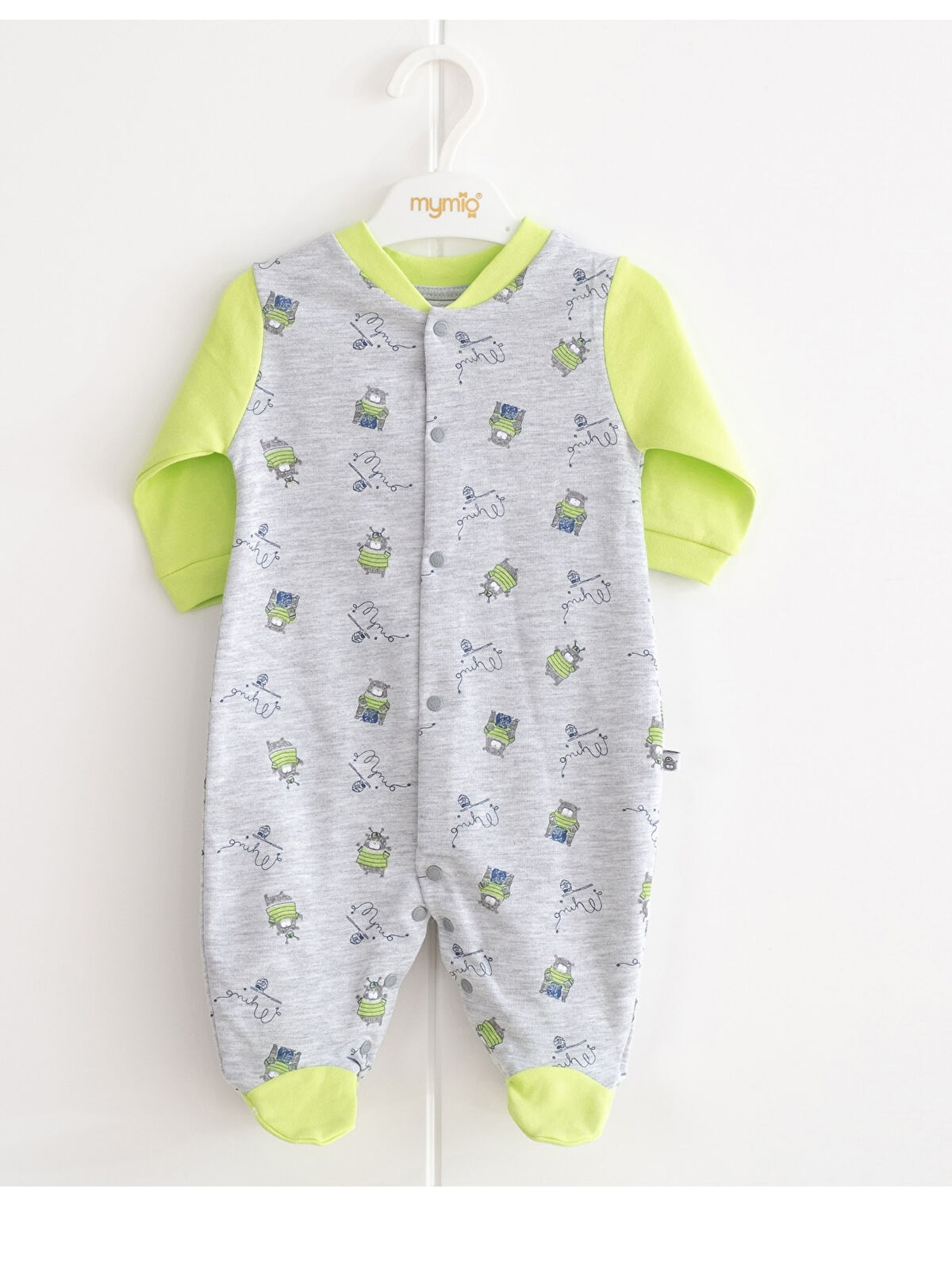 Mymio Baby Bisiklet Yaka Uzun Kollu Pamuklu Erkek Bebek Tulum