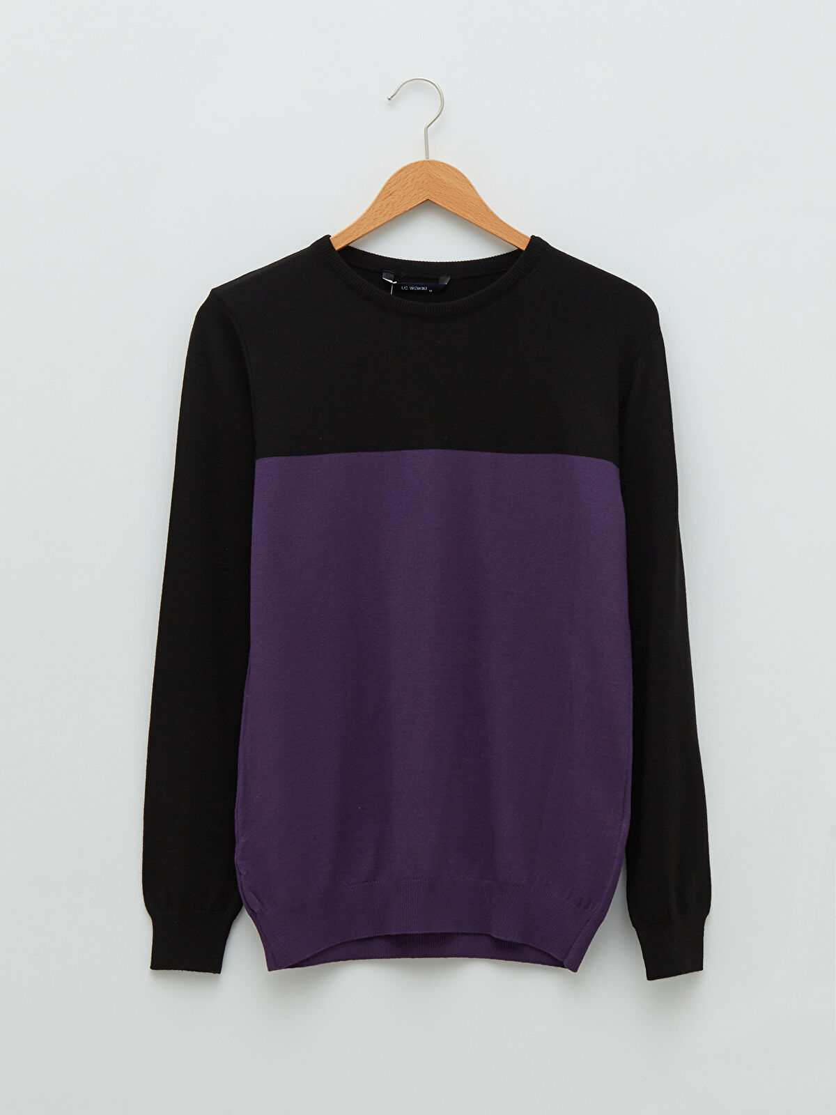 LCW CLASSIC Bisiklet Yaka Uzun Kollu Renk Bloklu İnce Erkek Triko Kazak