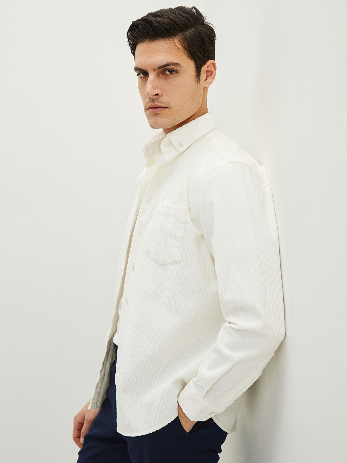 LCW BASIC Regular Fit Uzun Kollu Kadife Erkek Gömlek