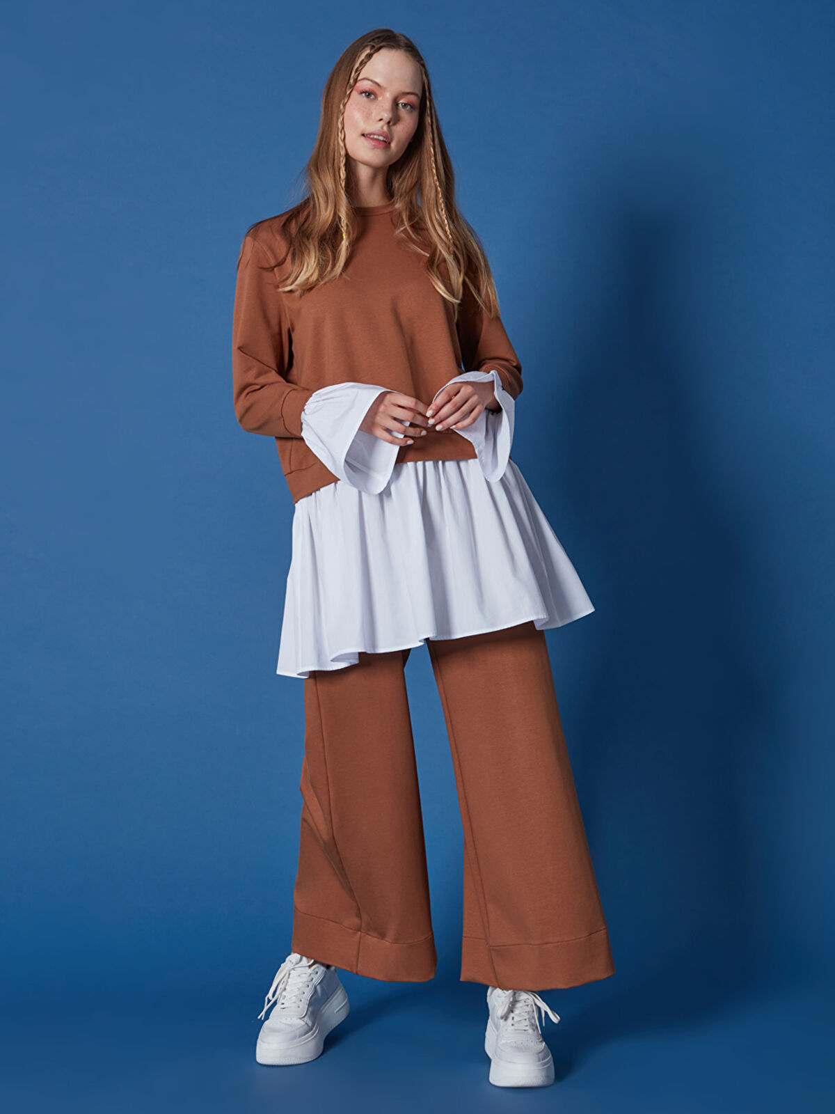 Mizalle Beli Lastikli Düz Geniş Paça Kadın Eşofman Altı Mizalle Beli Lastikli Düz Geniş Paça Kadın Eşofman Altı