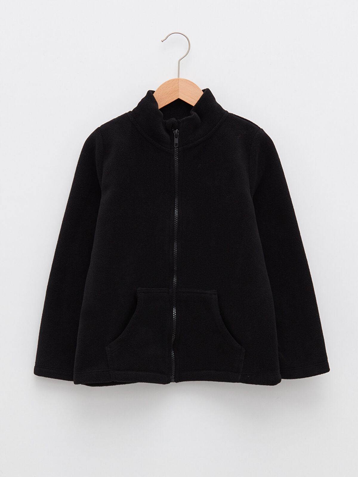 Dik Yaka Basic Uzun Kollu Polar Kız Çocuk Fermuarlı Sweatshirt