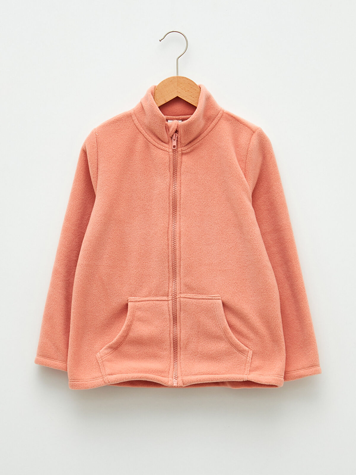 Dik Yaka Basic Uzun Kollu Polar Kız Çocuk Fermuarlı Sweatshirt