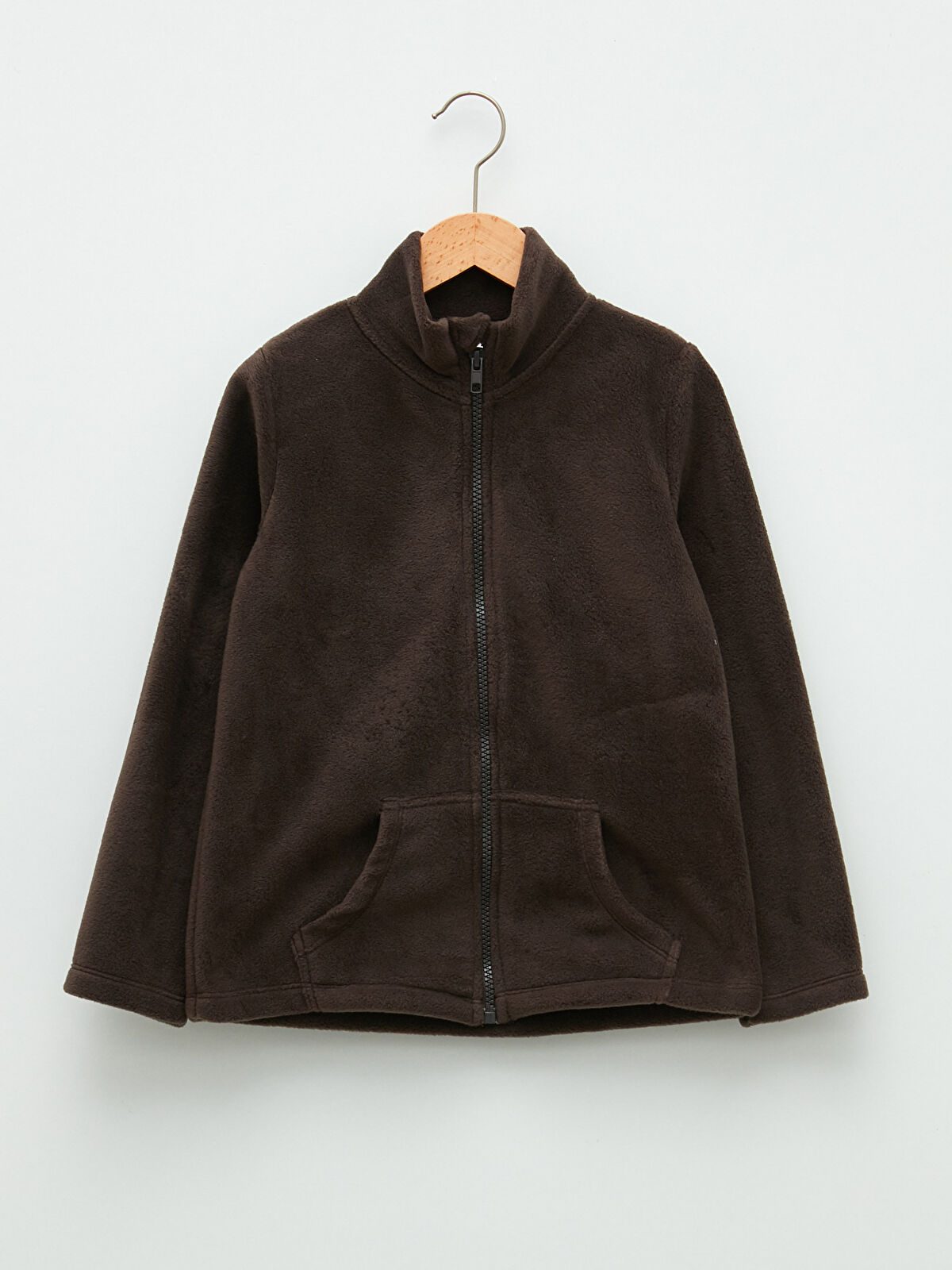 Dik Yaka Basic Uzun Kollu Polar Kız Çocuk Fermuarlı Sweatshirt