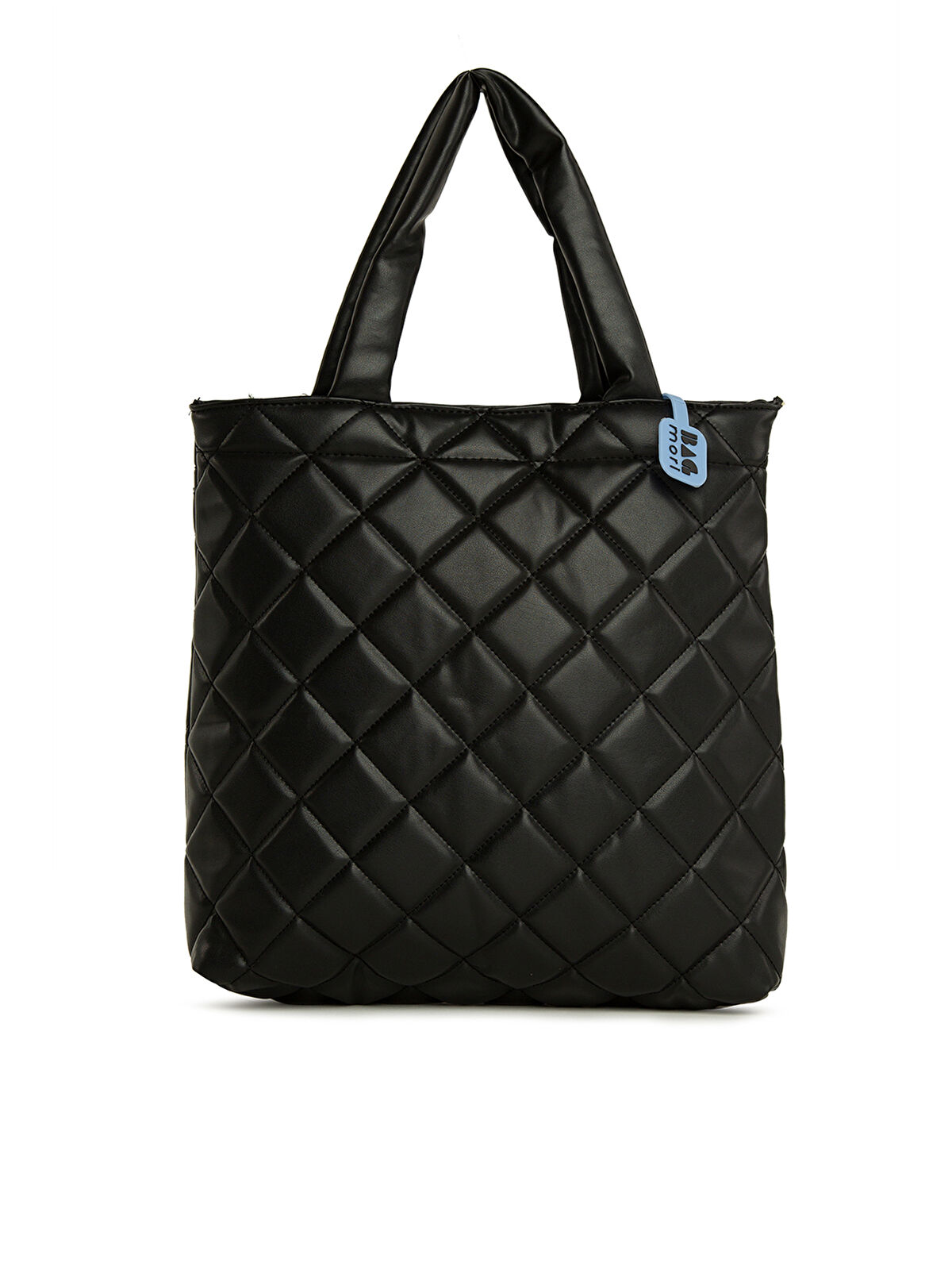 Siyah Kapitone Nakışlı Büyük Kare Kol Çantası