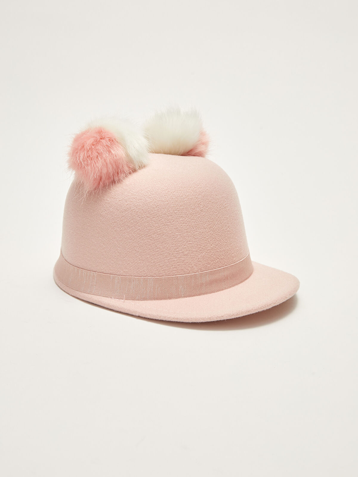 Kız Çocuk Ponponlu Kaşe Binici Şapkası