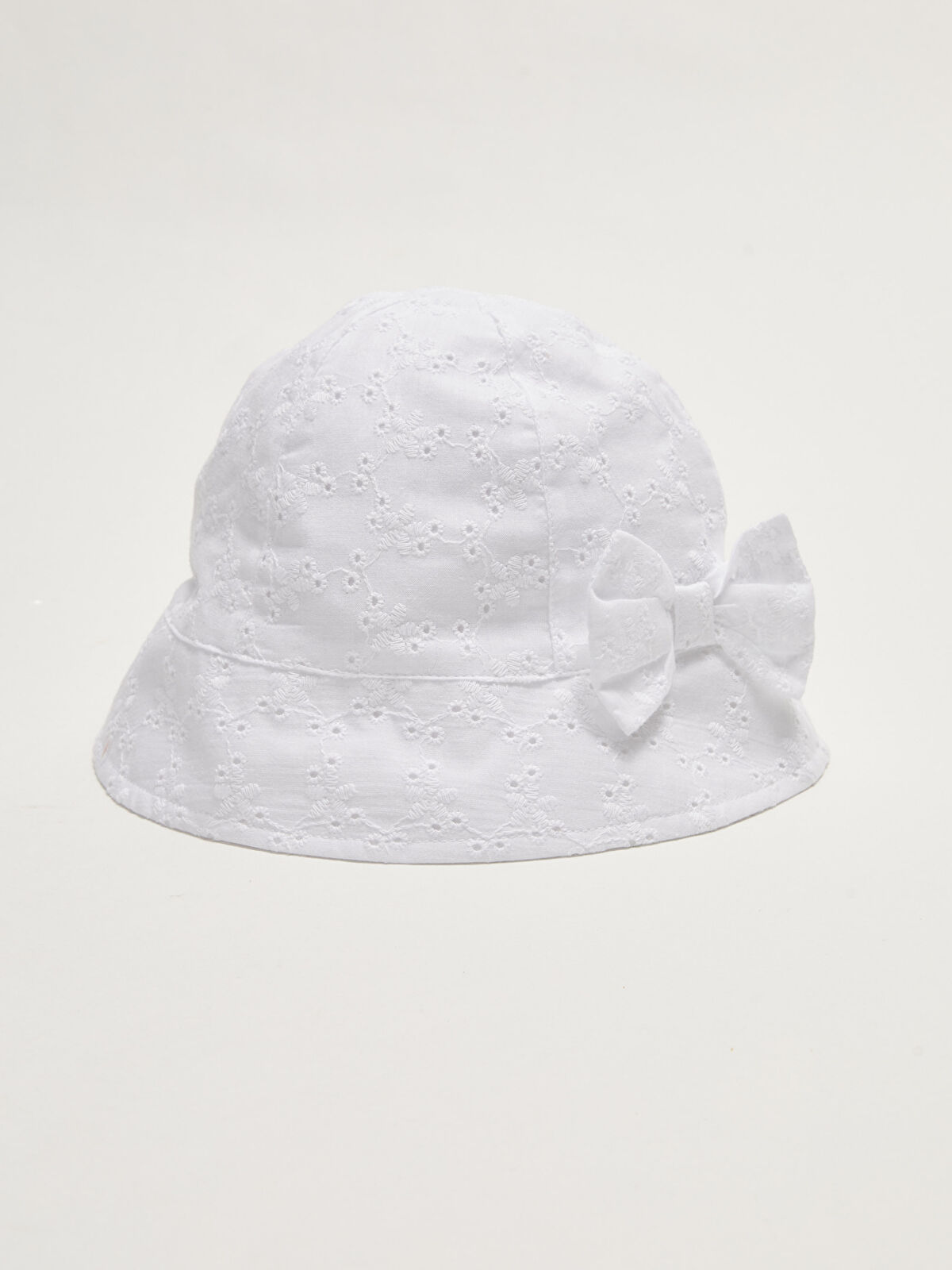 Kendinden Desenli Poplin Kız Bebek Şapka