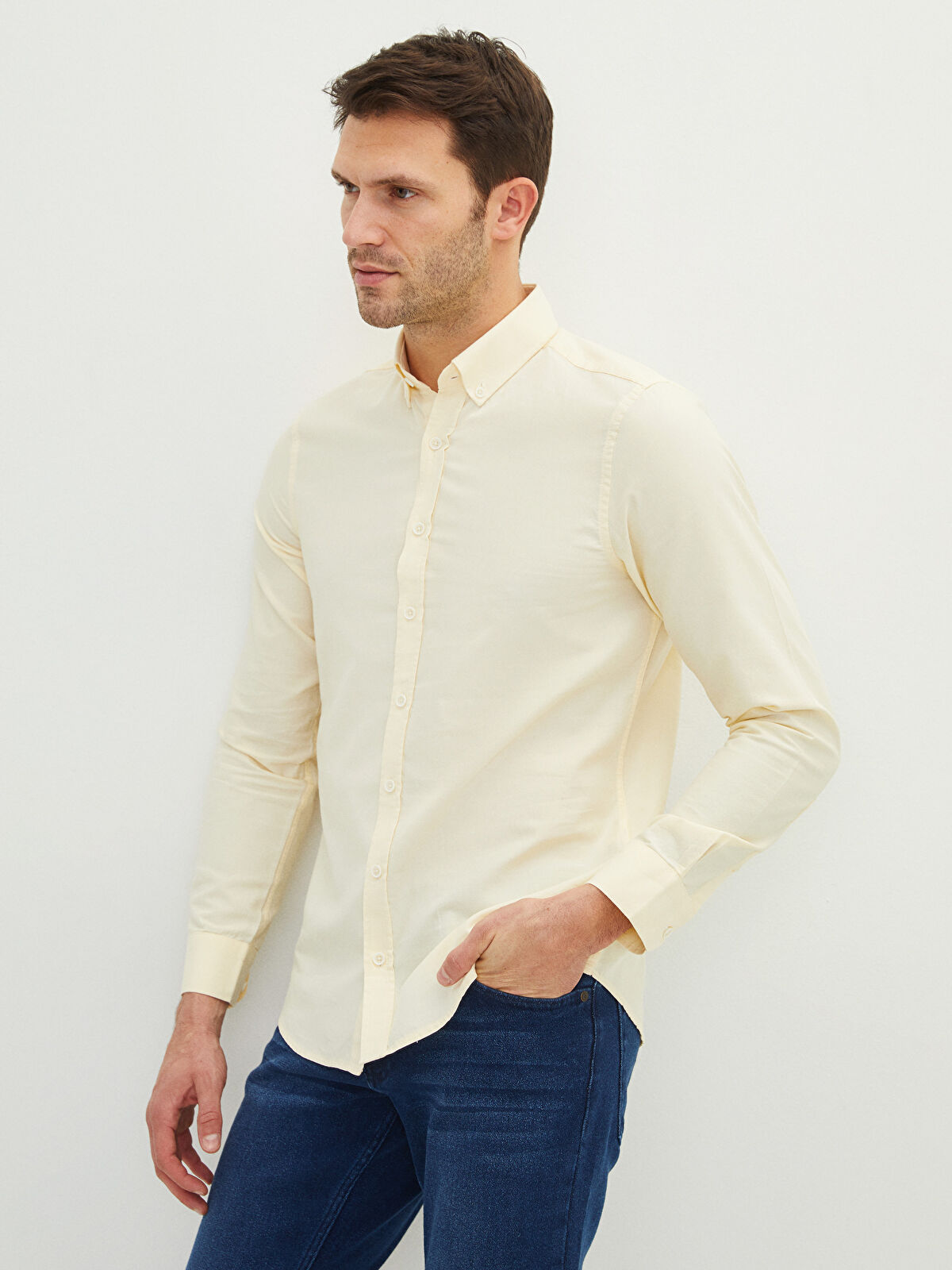 LCW BASIC Slim Fit Uzun Kollu Oxford Erkek Gömlek