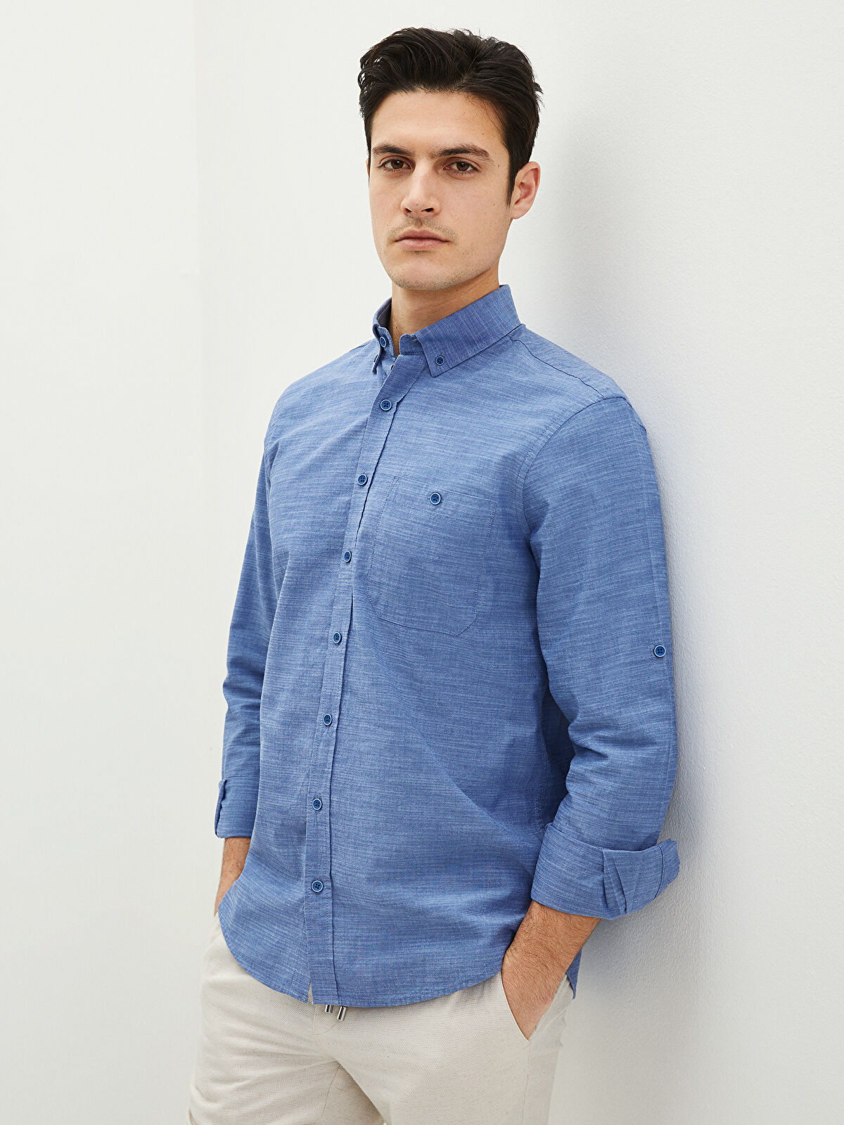 LCW BASIC Regular Fit Uzun Kollu Poplin Erkek Gömlek