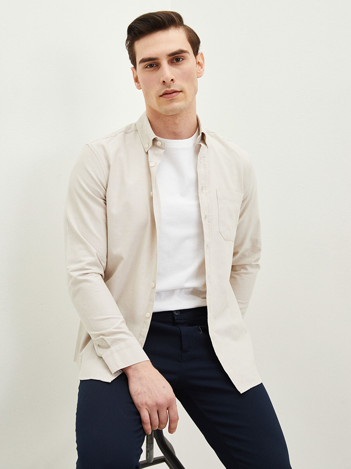 LCW BASIC Regular Fit Uzun Kollu Oxford Erkek Gömlek