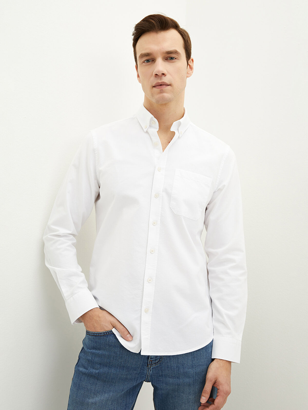 LCW BASIC Regular Fit Uzun Kollu Oxford Erkek Gömlek