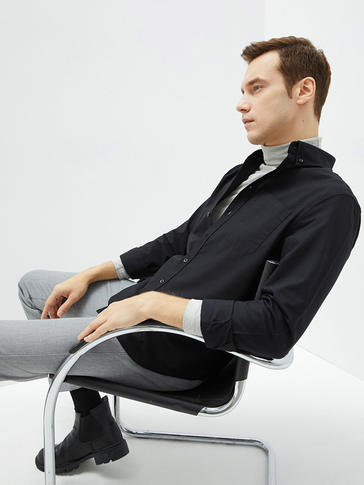 LCW BASIC Regular Fit Uzun Kollu Oxford Erkek Gömlek