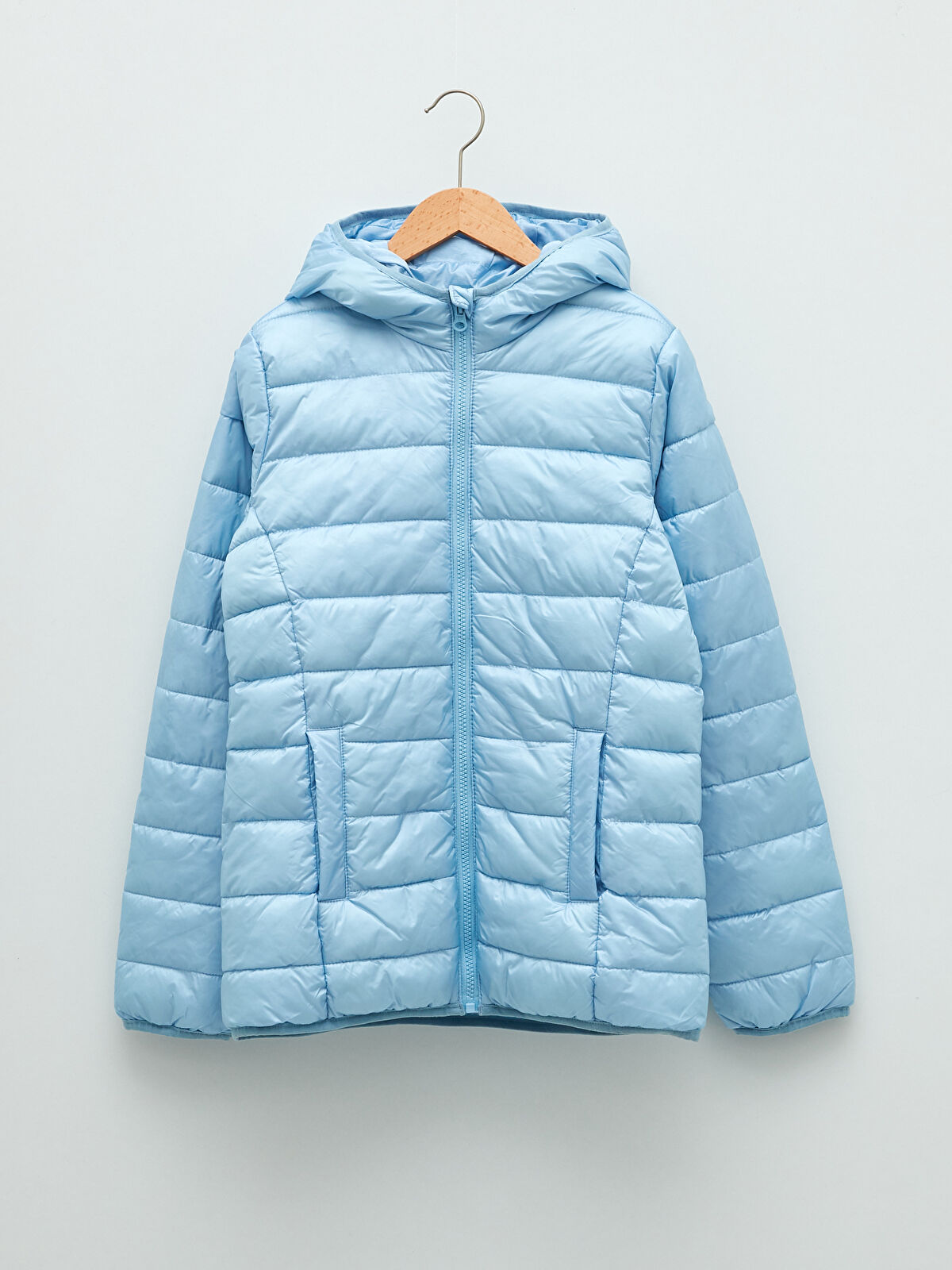 Kapüşonlu Basic Uzun Kollu Kız Çocuk Şişme Mont