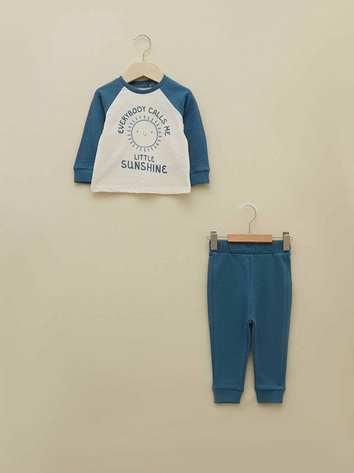 LCW GREEN Bisiklet Yaka Uzun Kollu Baskılı Organik Pamuklu Erkek Bebek Sweatshirt ve Pantolon 2'li Takım