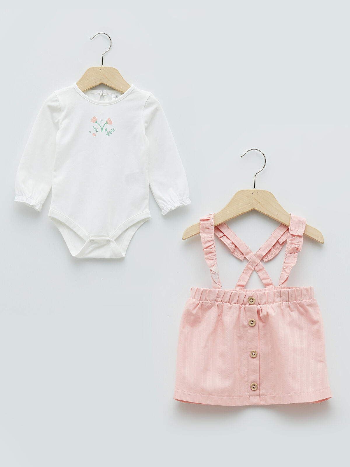 Bisiklet Yaka Uzun Kollu Baskılı Kız Bebek Çıtçıtlı Body ve Elbise 2'li Takım Bisiklet Yaka Uzun Kollu Baskılı Kız Bebek Çıtçıtlı Body ve Elbise 2'li Takım