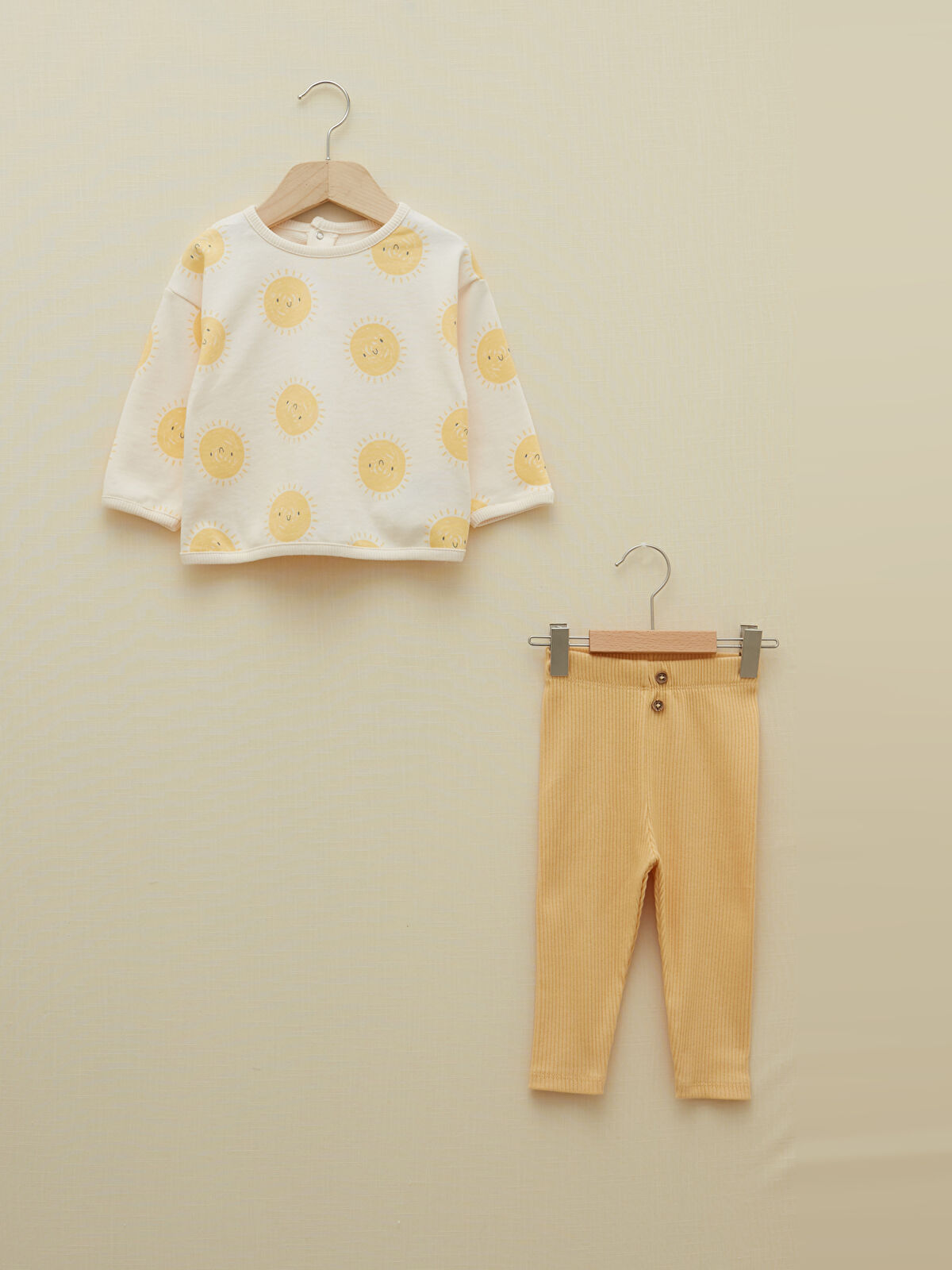 LCW GREEN Bisiklet Yaka Uzun Kollu Baskılı Organik Pamuklu Erkek Bebek Sweatshirt ve Tayt 2'li Takım