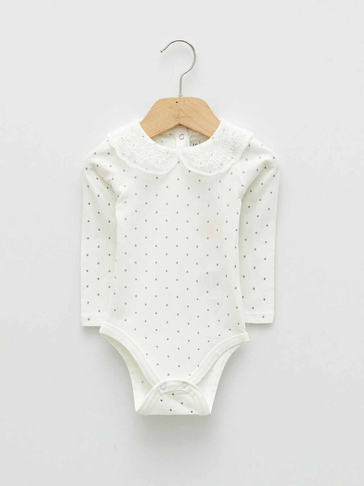 Bebe Yaka Uzun Kollu Desenli Kız Bebek Tişört