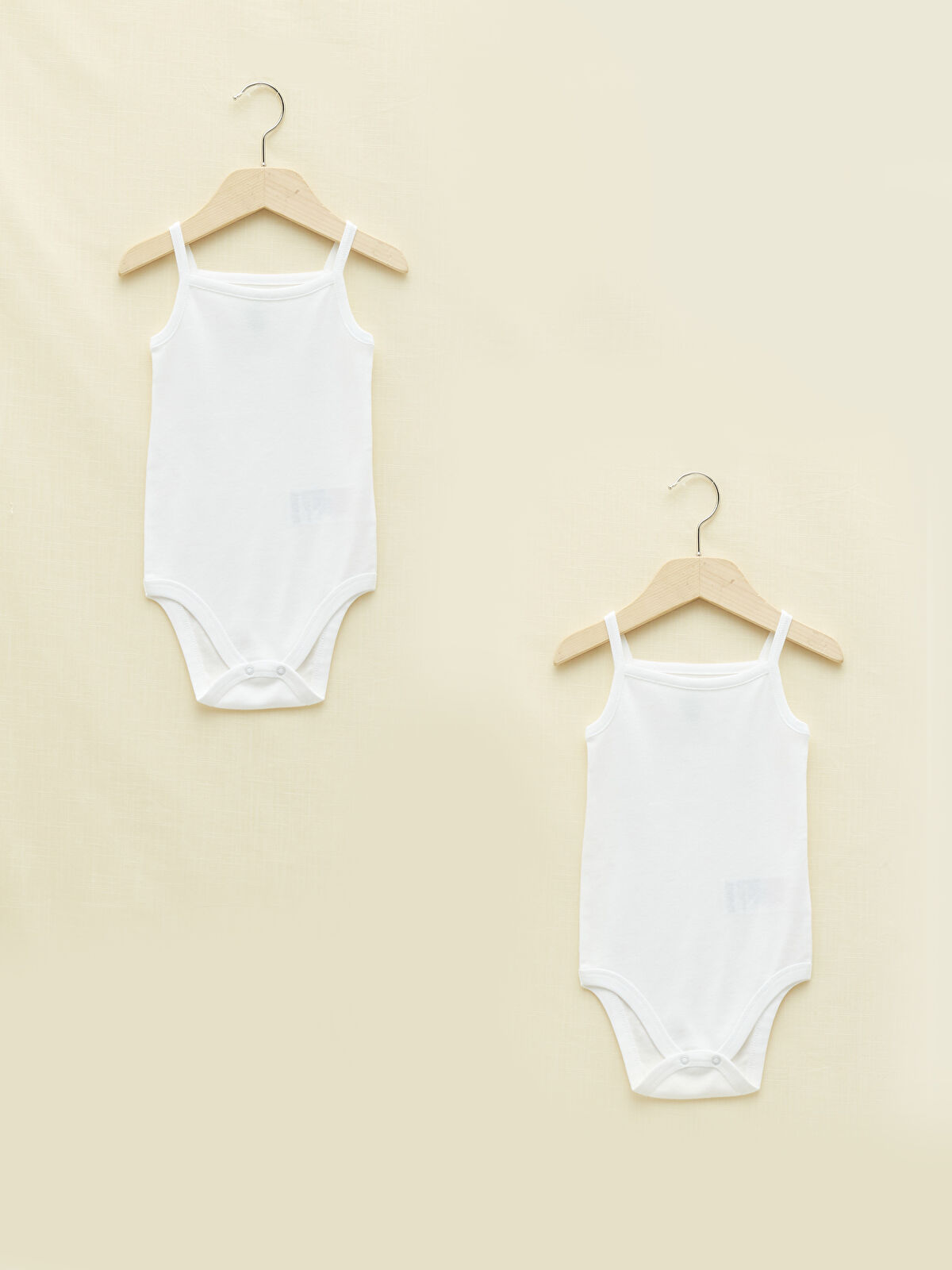 LCW GREEN Kare Yaka Askılı Organik Pamuklu Kız Bebek Çıtçıtlı Body 2'li